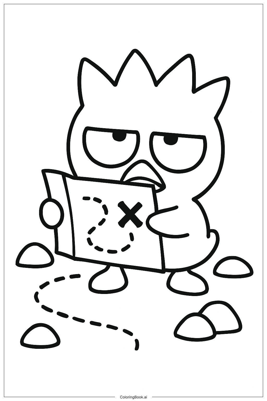 Sanrio Badtz-Maru Smile 填色頁（免費 PDF&PNG 可列印）