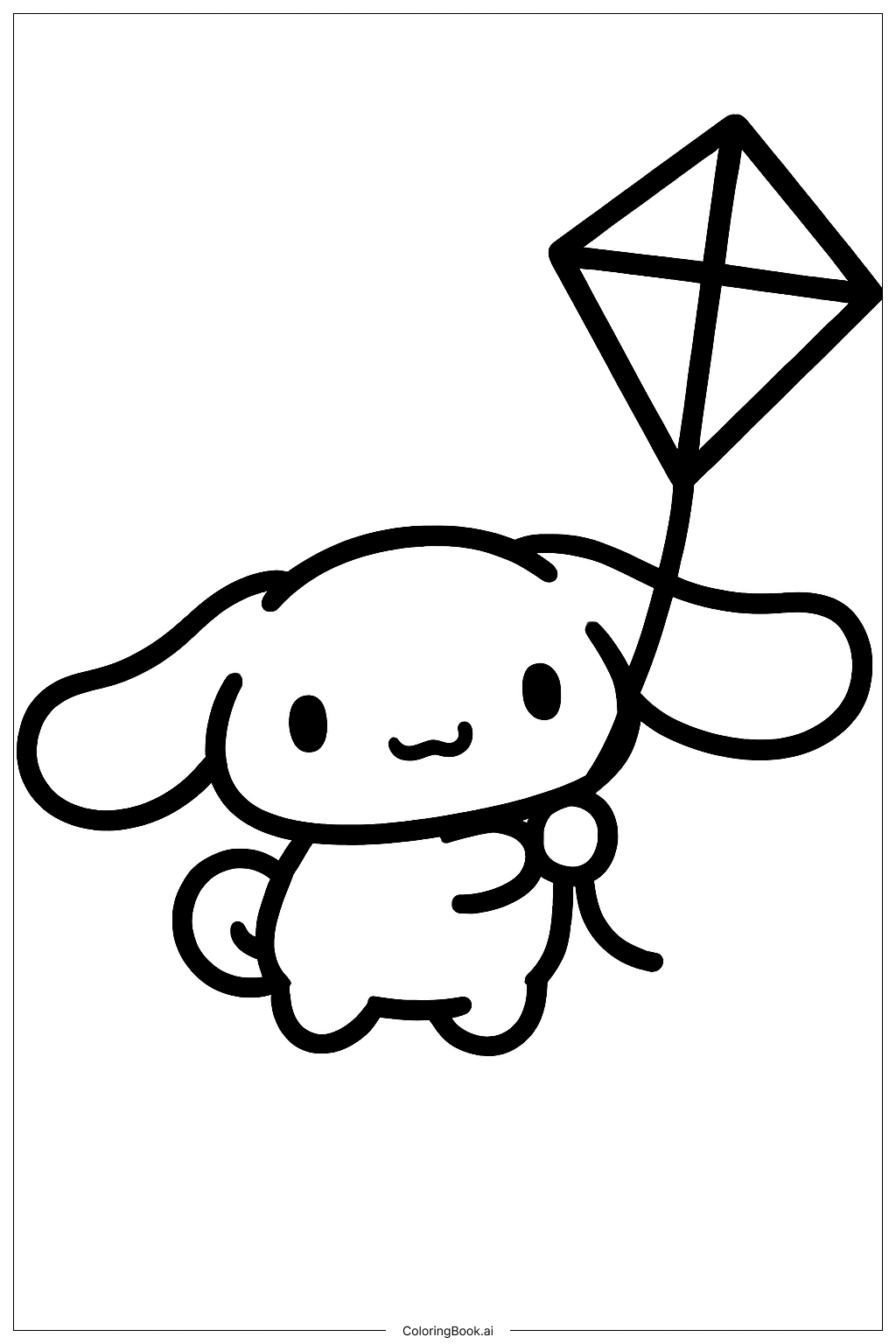 Página de Colorir Pipa Sanrio Cinnamoroll (PDF & PNG Imprimíveis Grátis)