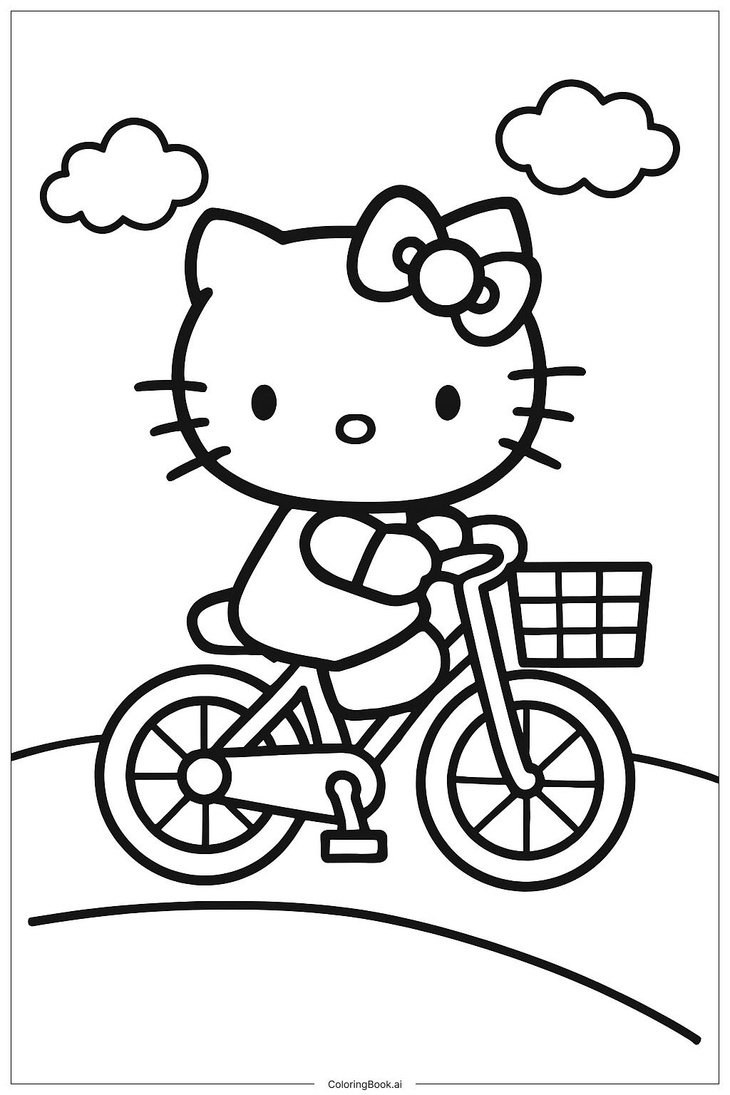 Trang Tô Màu Chuyến đi Xe đạp Sanrio Hello Kitty (Có thể In Miễn Phí ...