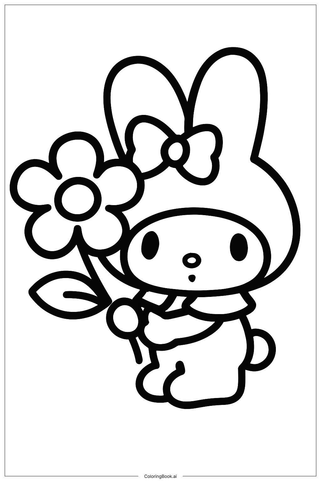 Sanrio My Melody Flower Coloring Page (Free PDF&PNG Printable)