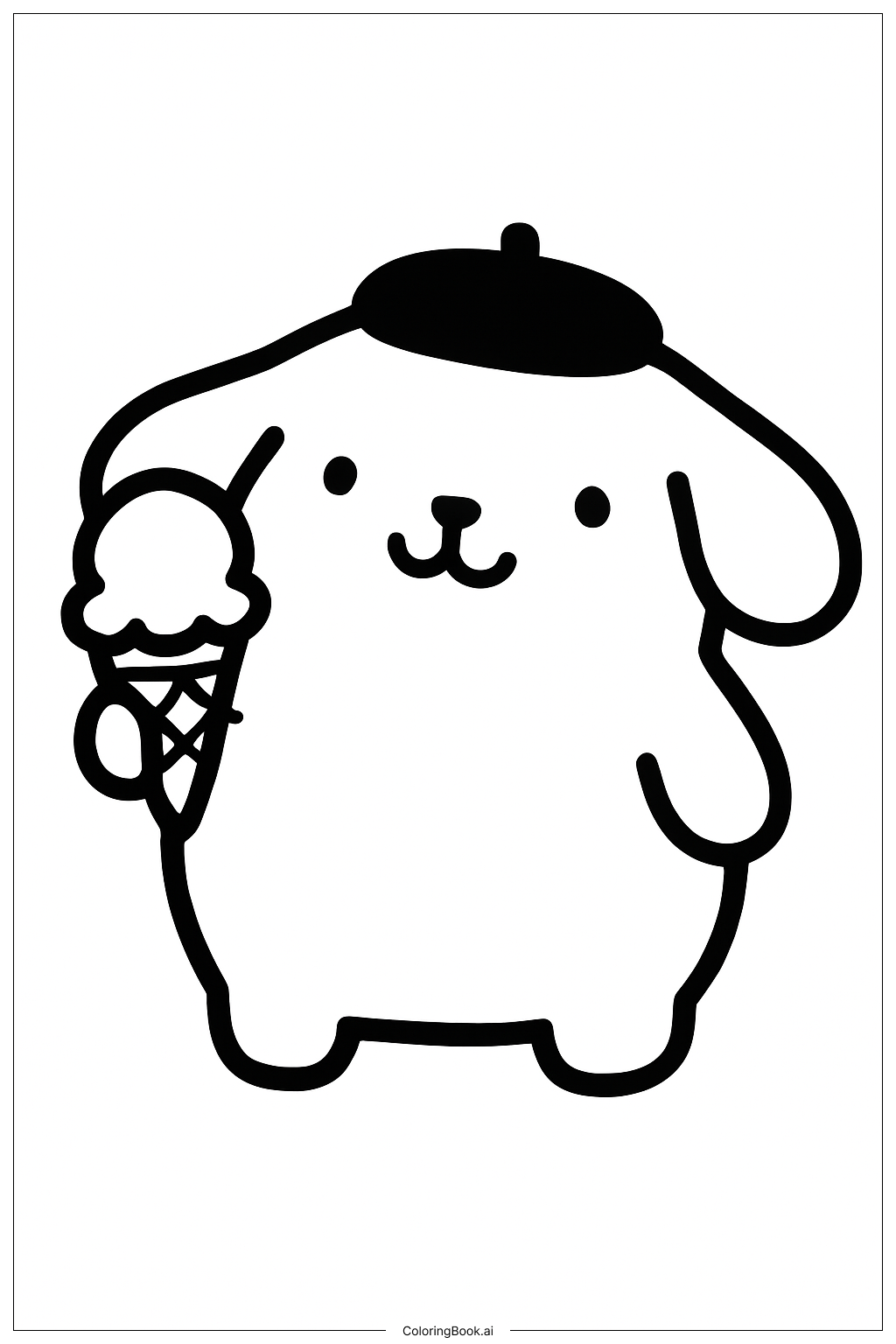 Sanrio Pompompurin Ice Cream Coloring Page (Free PDF&PNG Printable)