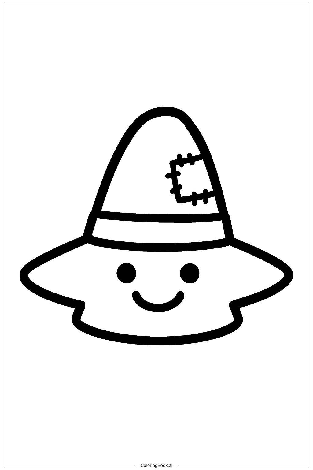 Scarecrow Hat Fall Coloring Page (Free PDF&PNG Printable)