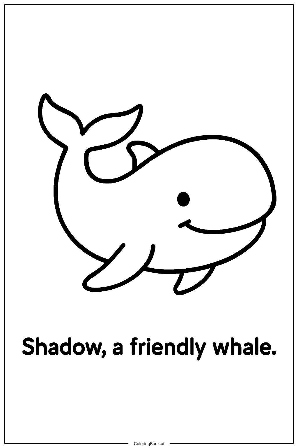 Shadow Friendly Whale Coloring Page (Free PDF&PNG Printable)