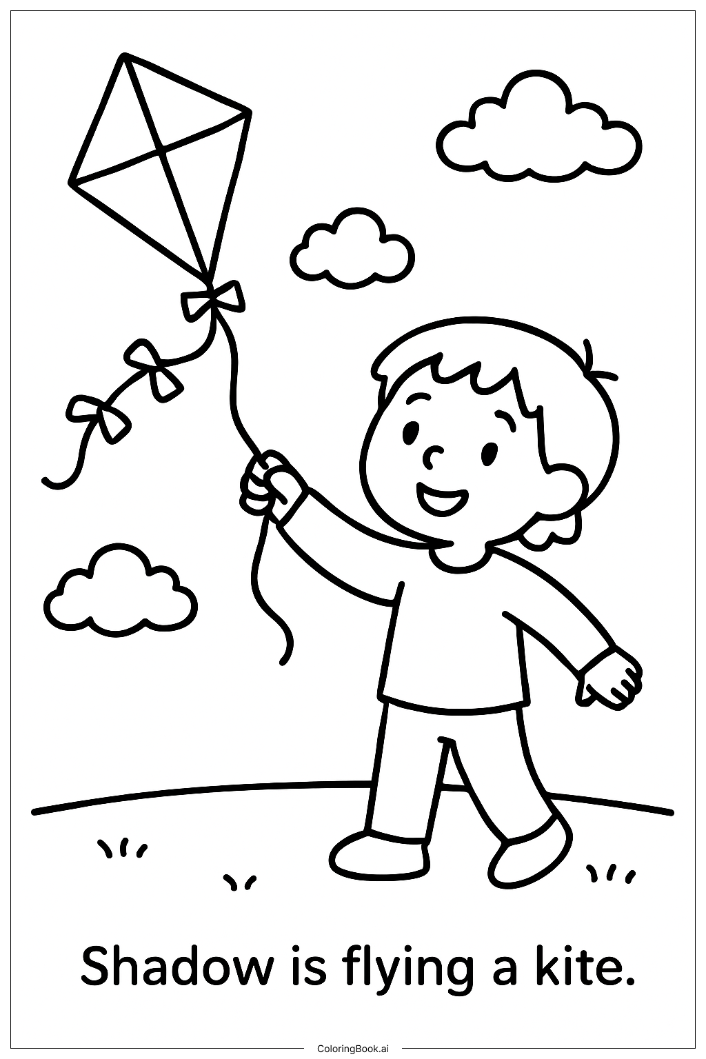 かわいい笑顔のケシの花 塗り絵ページ（無料のPDF＆PNGプリント）