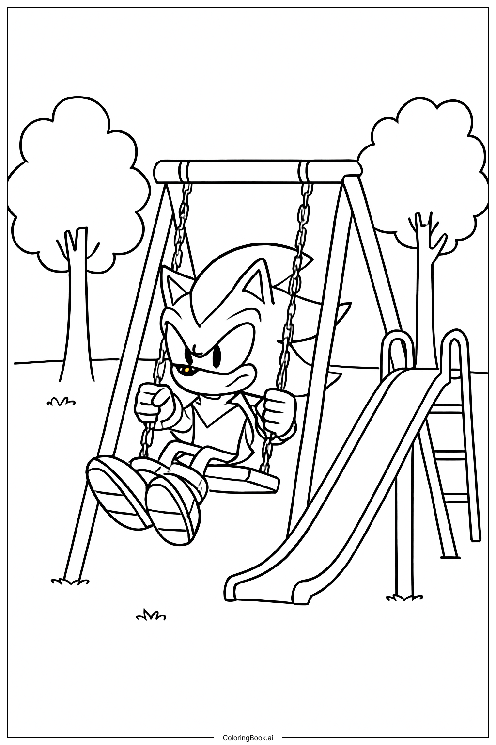 Shadow Playground Swing Coloring Page (Free PDF&PNG Printable)