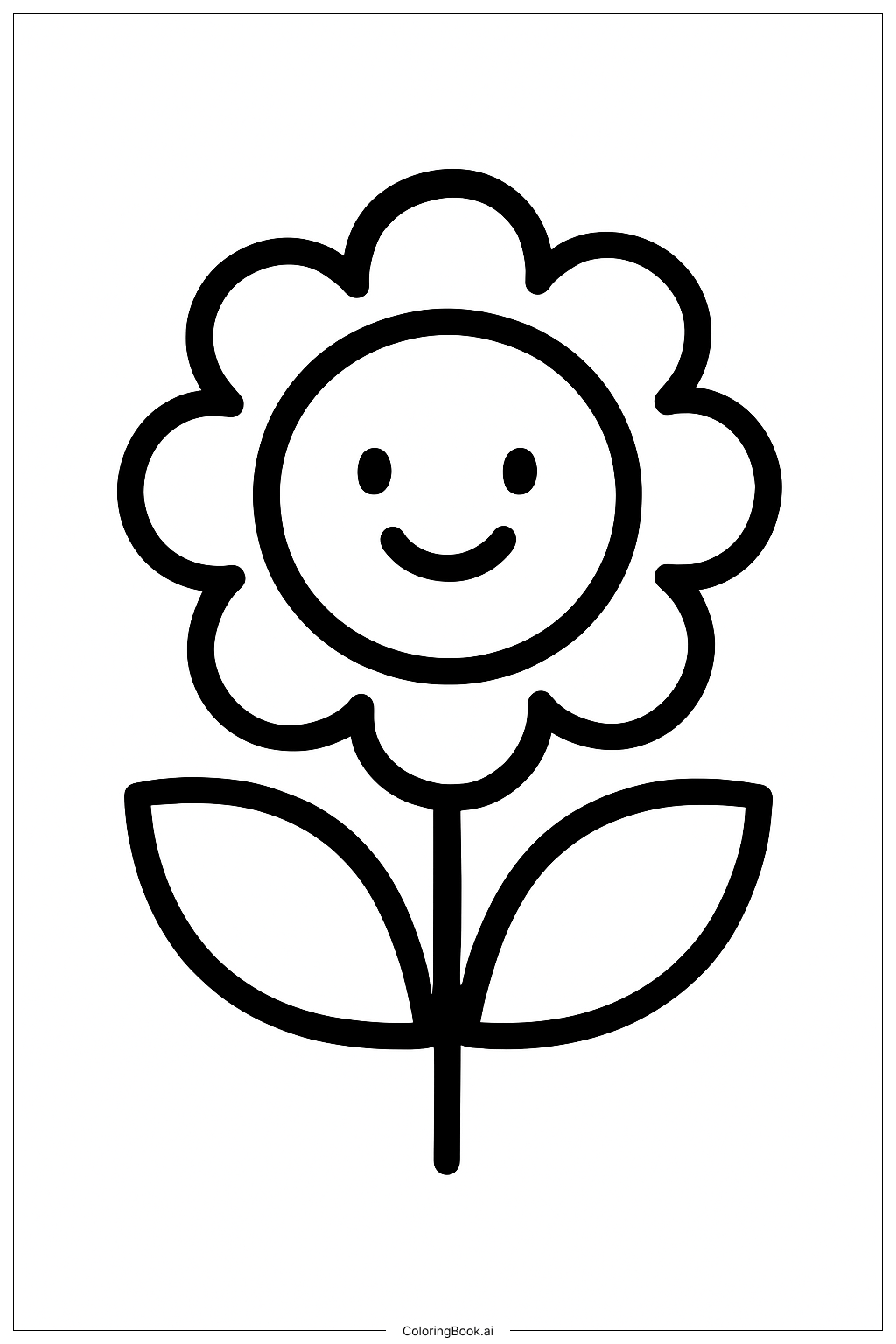 Einfaches Blüten-Gesicht Ausmalbild (Kostenloses PDF & PNG zum Ausdrucken)