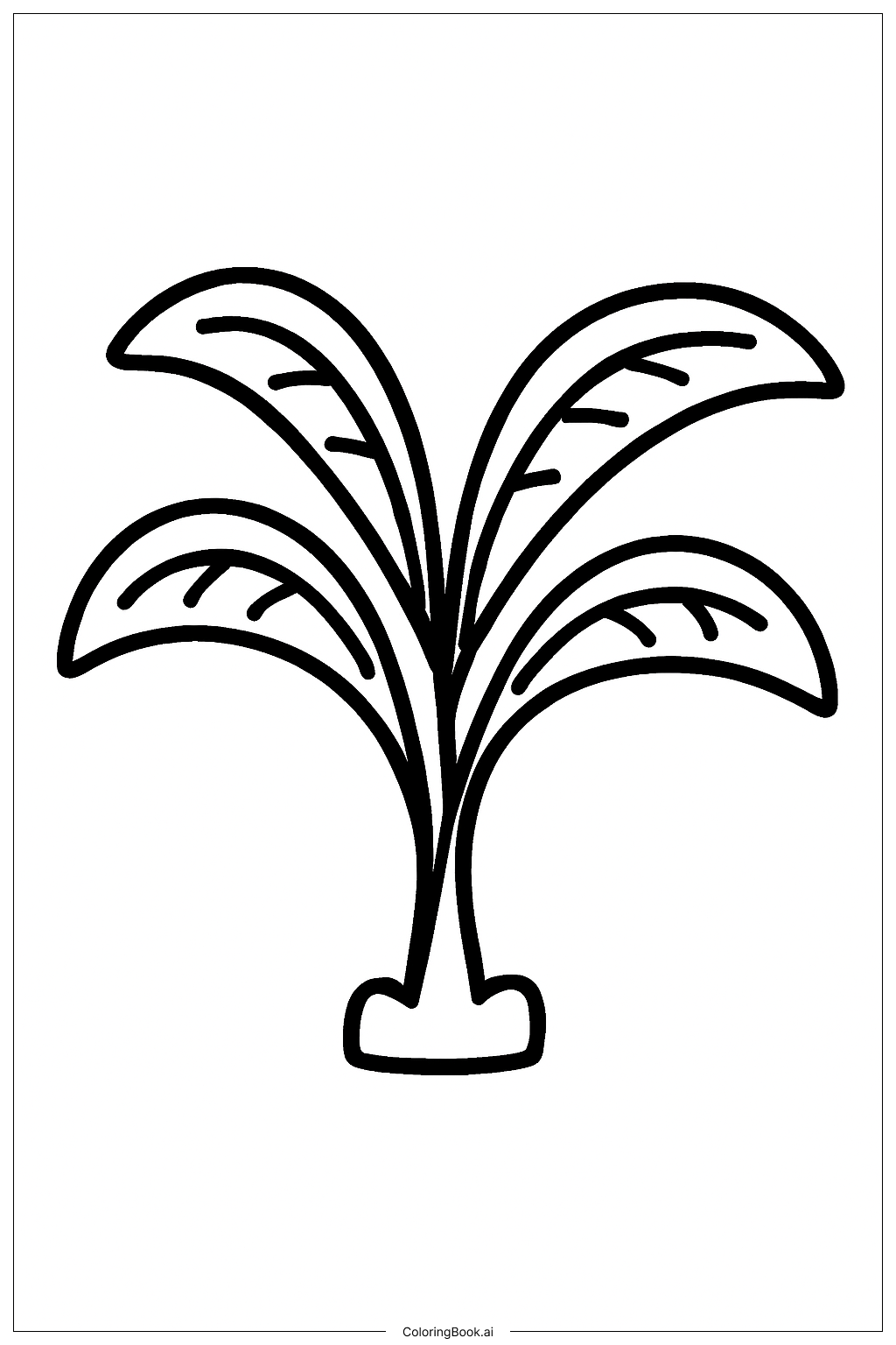 Simple Palm Plant Coloring Page (Free PDF&PNG Printable)