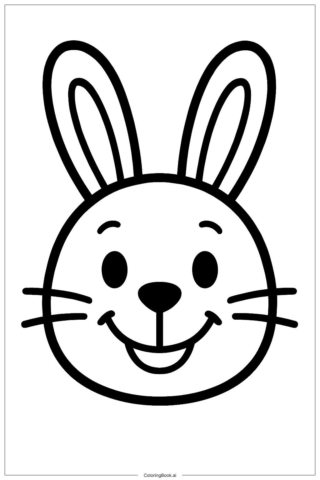 Smiling Face Rabbit Coloring Page (Free PDF&PNG Printable)