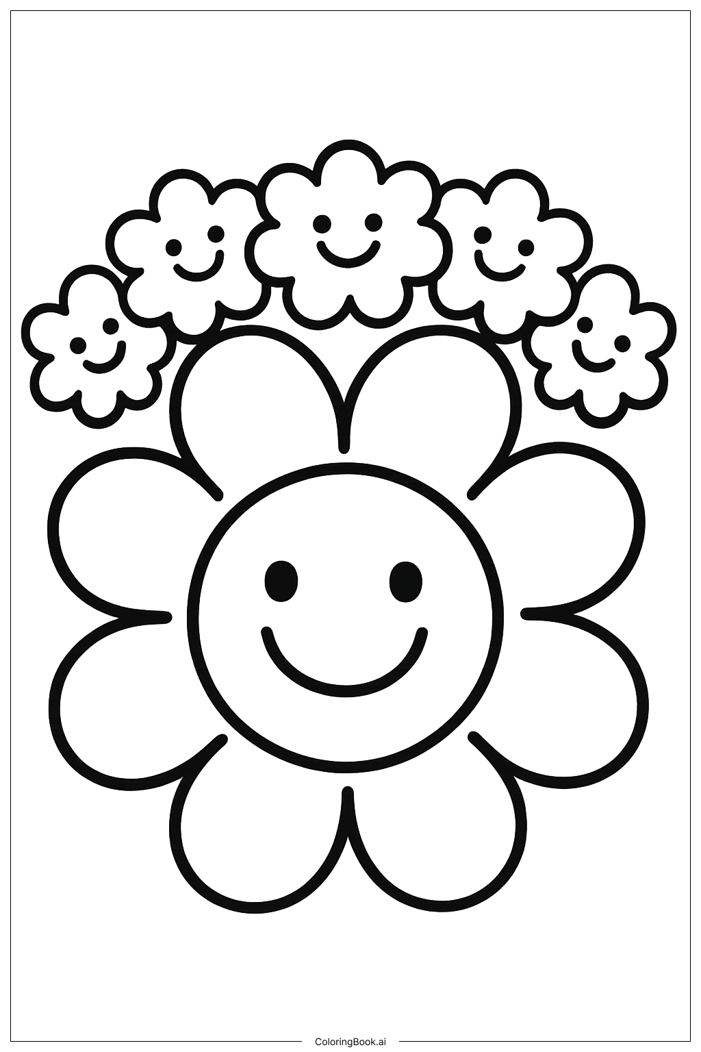 Smiling Flower Crown Coloring Page (Free PDF&PNG Printable)