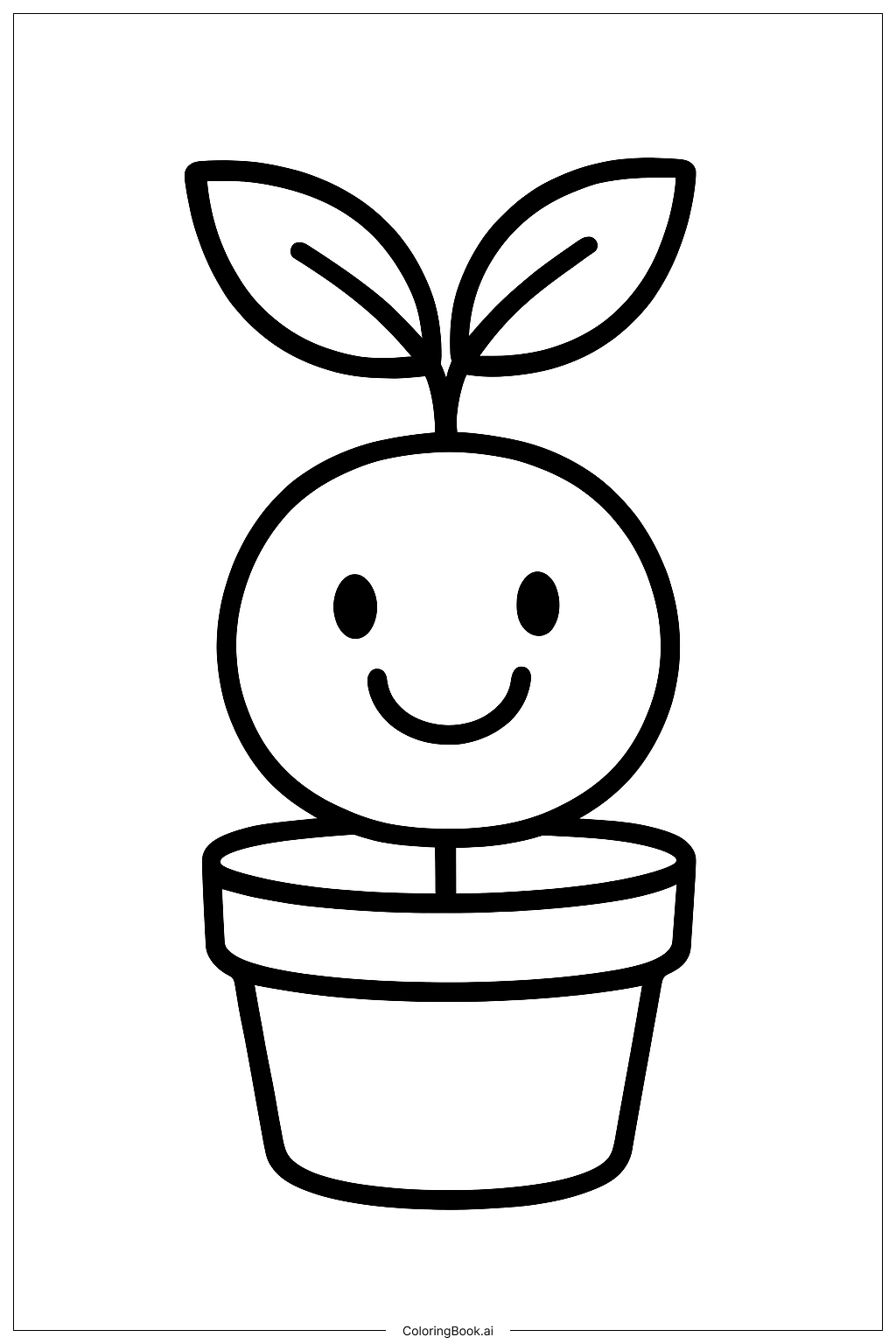 Page de coloriage Pot de plante souriant (PDF & PNG imprimables ...