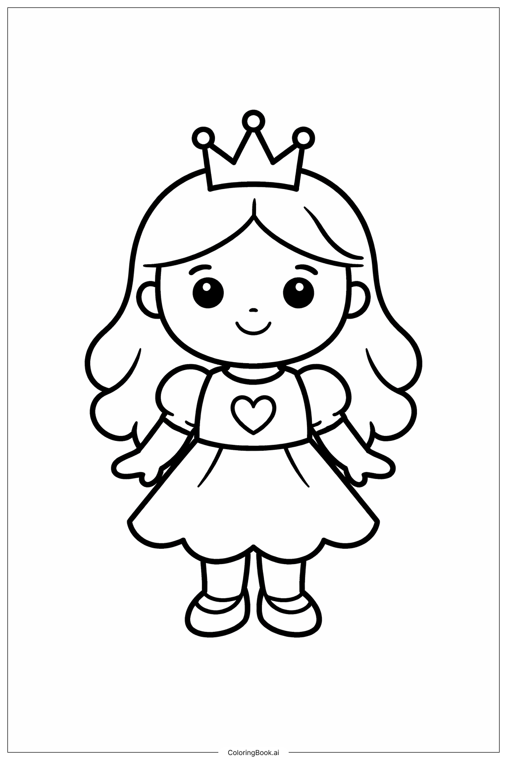 Smiling Princess Coloring Page (Free PDF&PNG Printable)