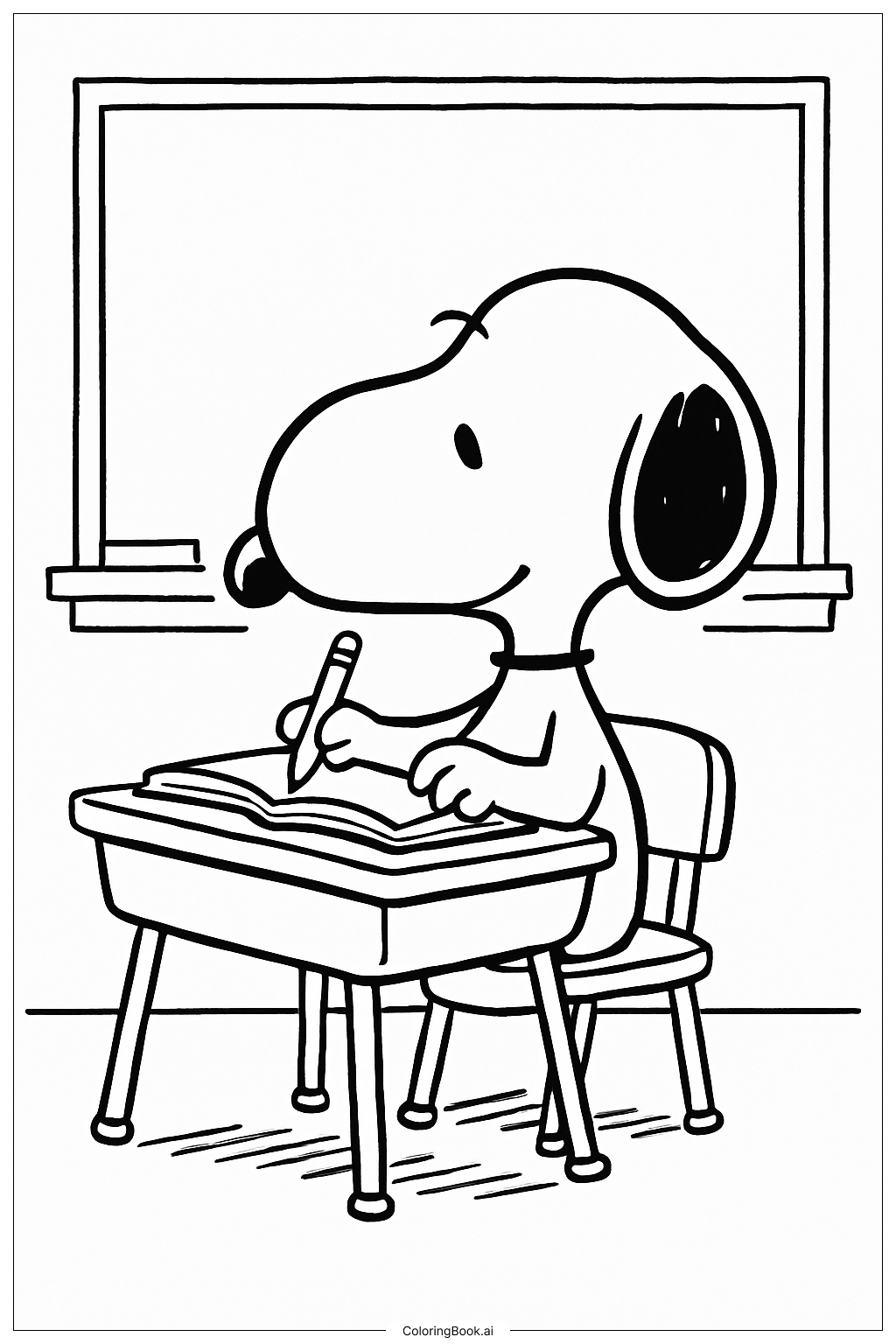Snoopy At School Coloring Page (Free PDF&PNG Printable)
