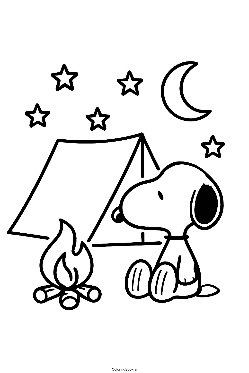Snoopy Camping Coloring Page (Free PDF&PNG Printable)