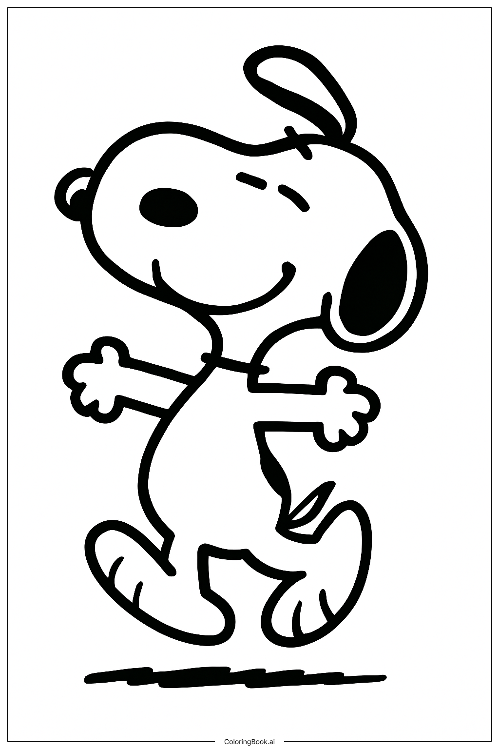 Snoopy Dancing Coloring Page (Free PDF&PNG Printable)
