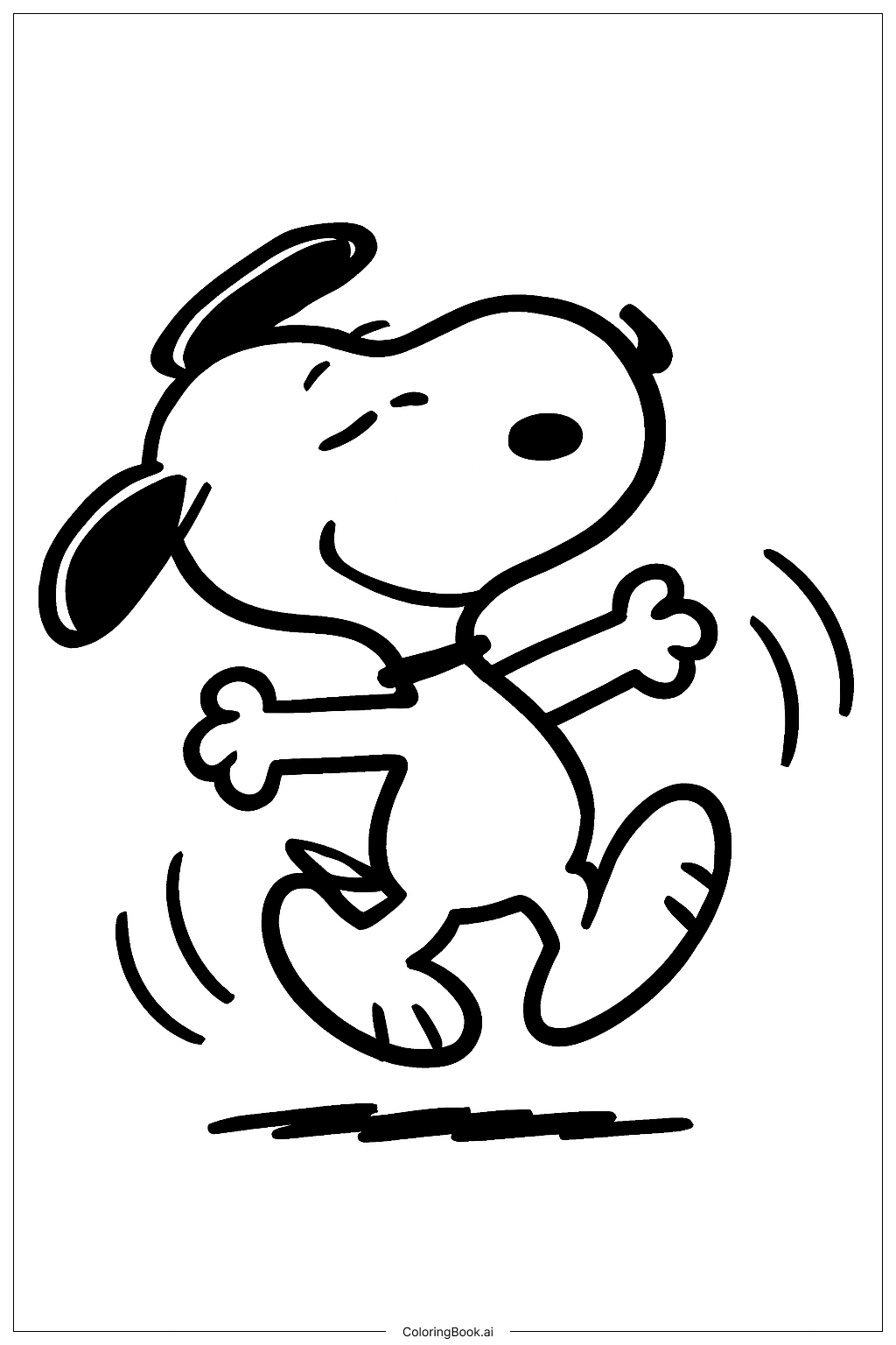 Snoopy Jumping Coloring Page (Free PDF&PNG Printable)
