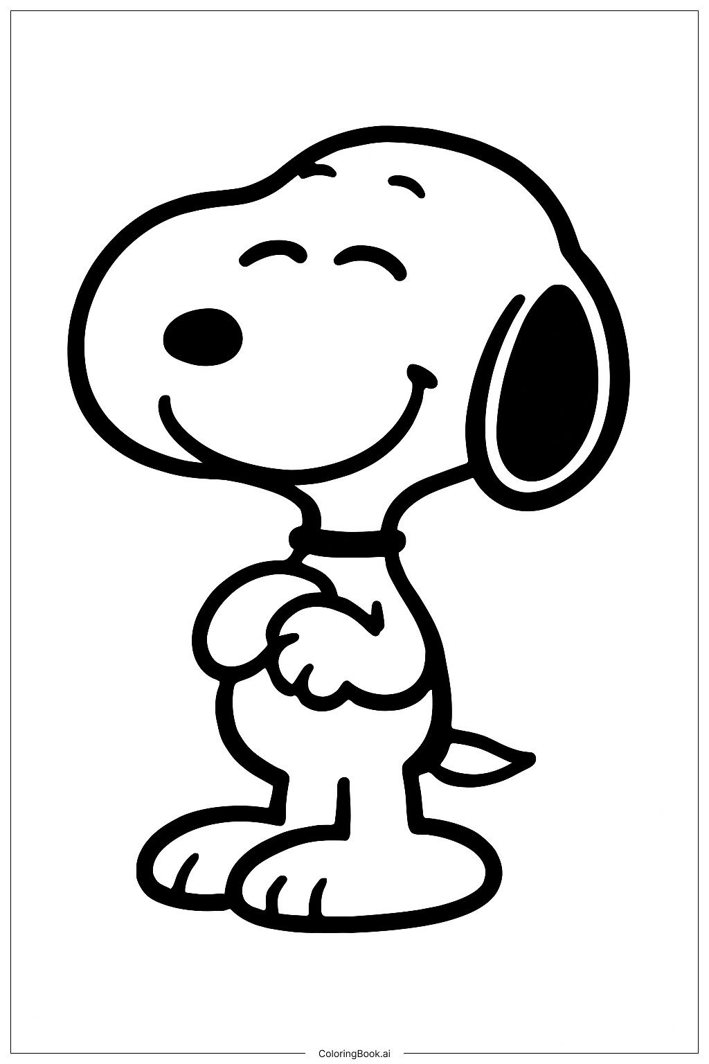 Snoopy Smiling Coloring Page (Free PDF&PNG Printable)