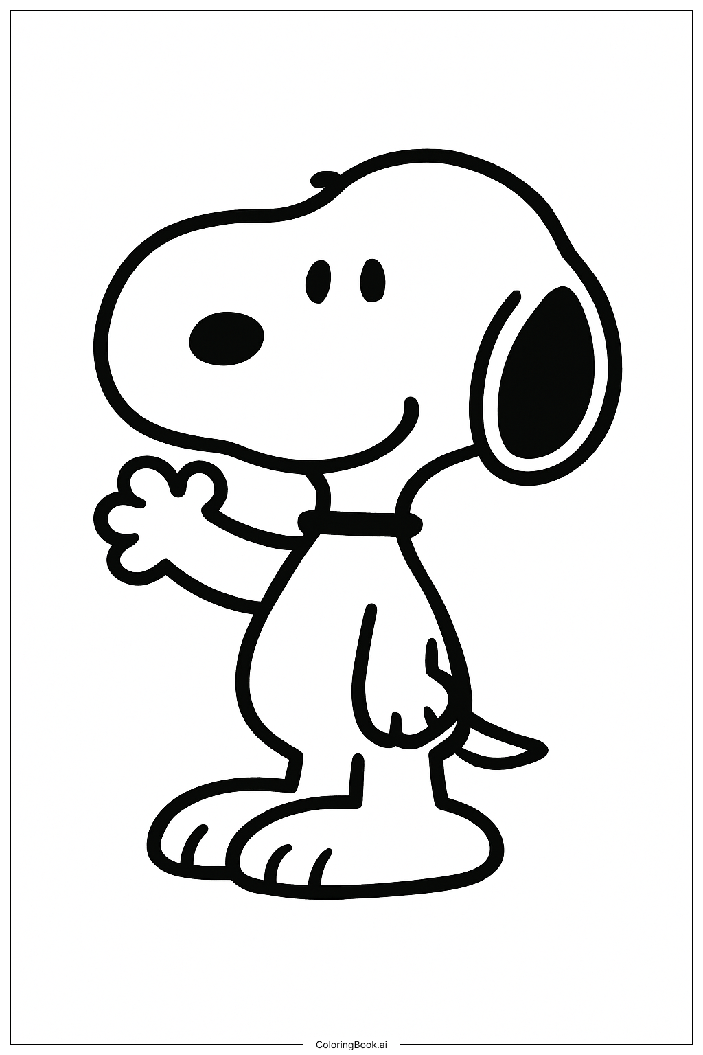 Snoopy Waving Coloring Page (Free PDF&PNG Printable)