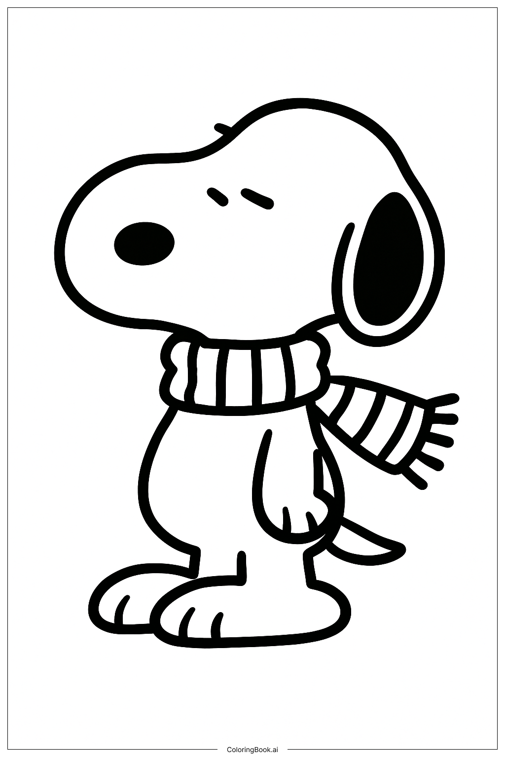 Snoopy Wearing Scarf Coloring Page (Free PDF&PNG Printable)