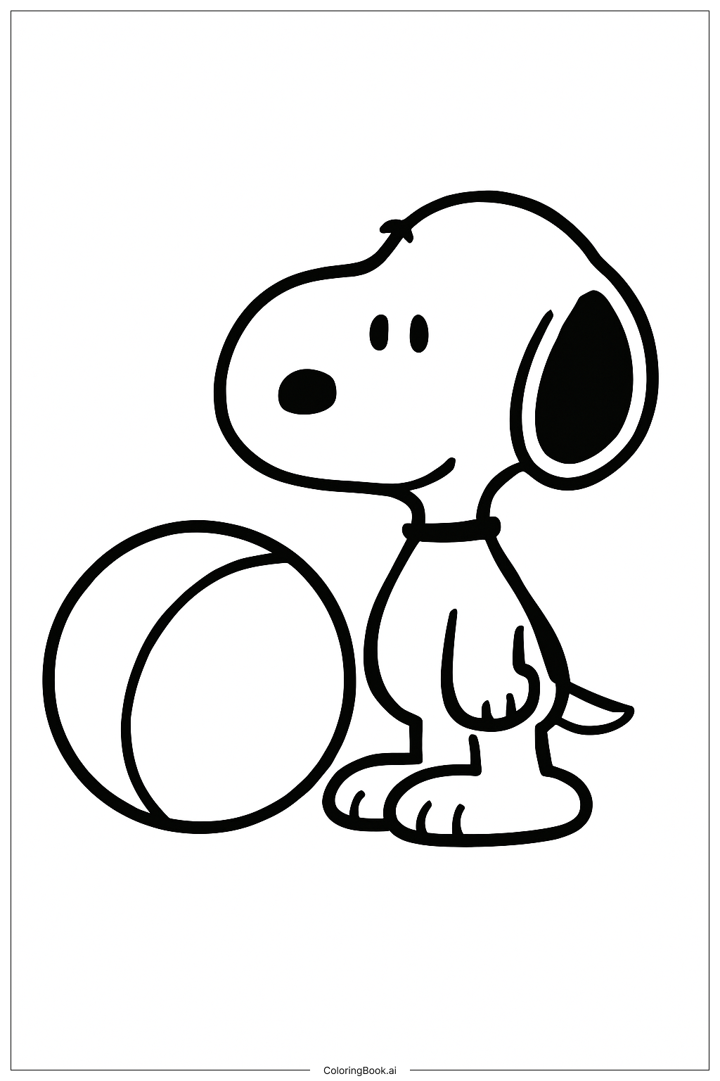 Snoopy With Ball Coloring Page (Free PDF&PNG Printable)