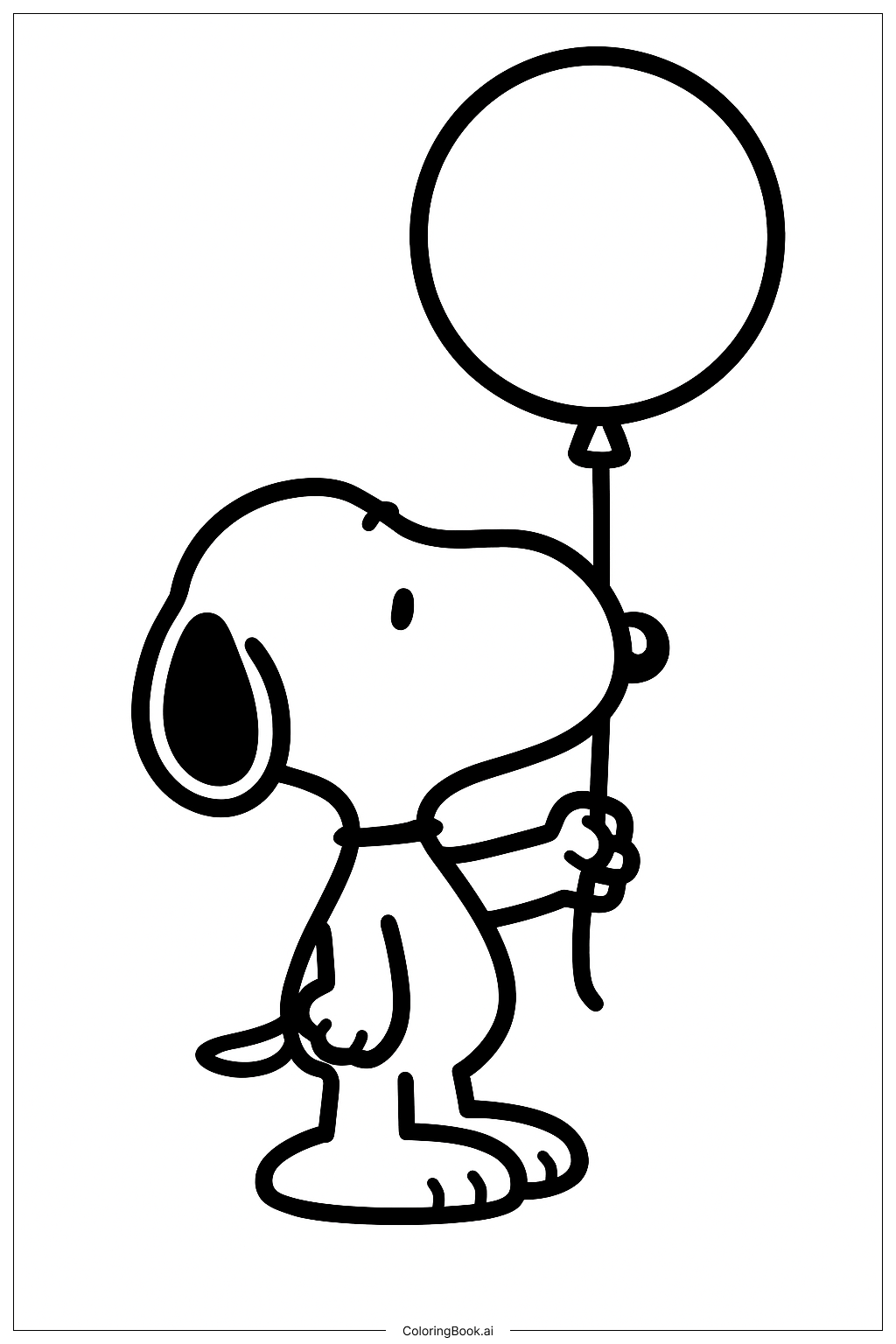 Snoopy With Balloon Coloring Page (Free PDF&PNG Printable)