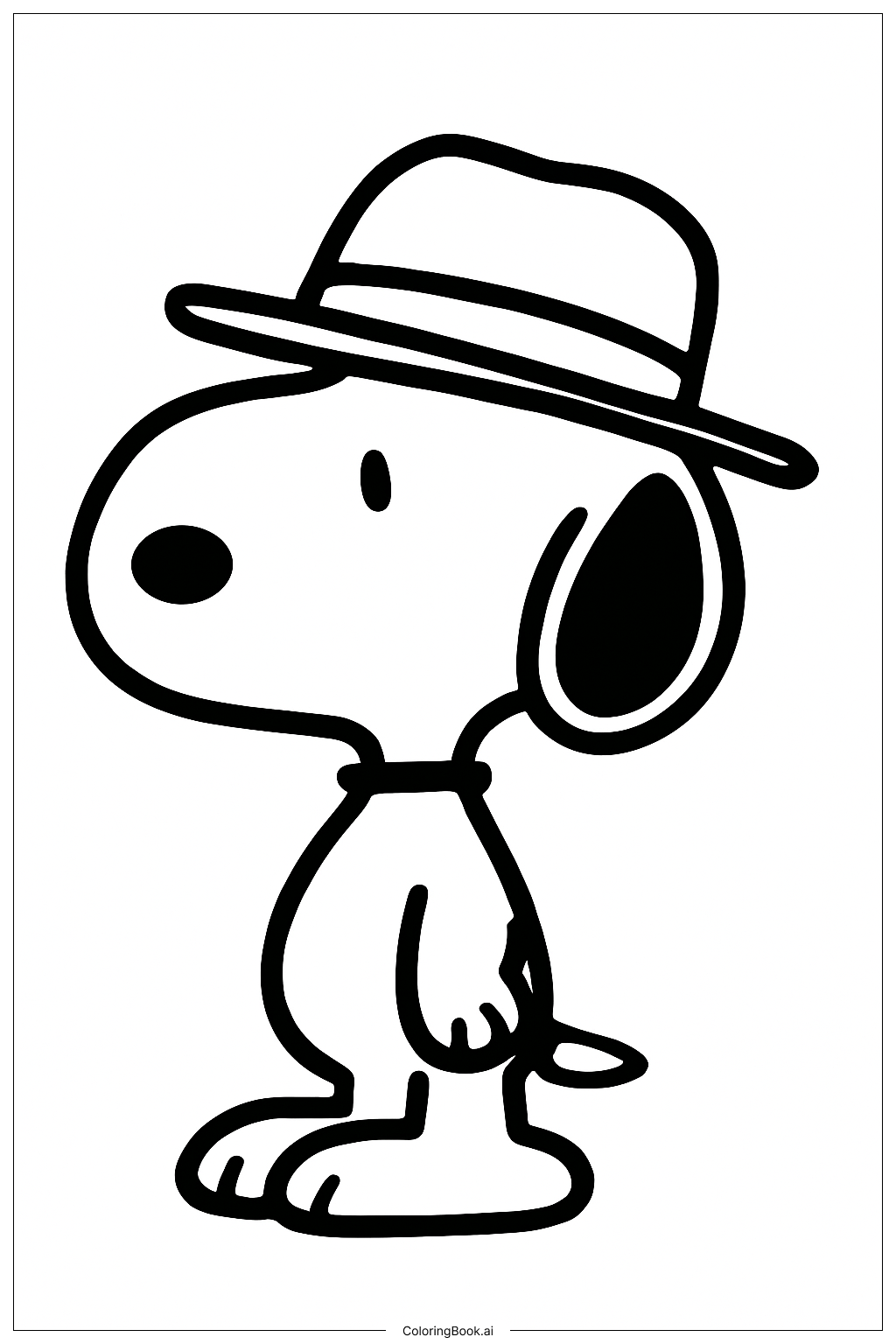 Page de coloriage Snoopy Avec Chapeau (PDF & PNG imprimables gratuitement)