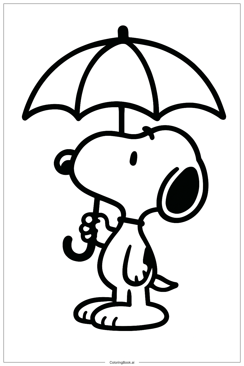 Snoopy With Umbrella Coloring Page (Free PDF&PNG Printable)