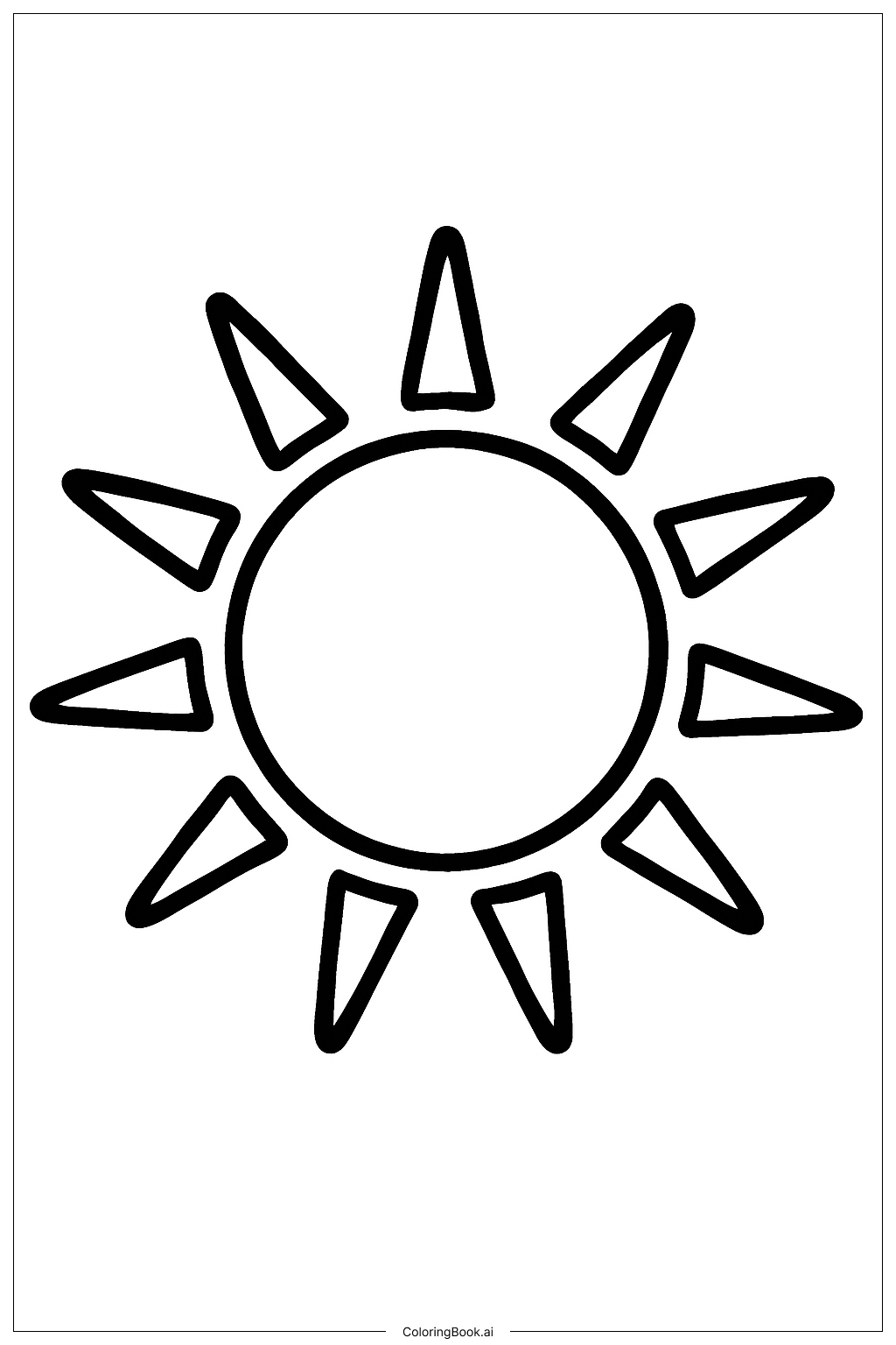 Solar System Single Big Sun Coloring Page (Free PDF&PNG Printable)