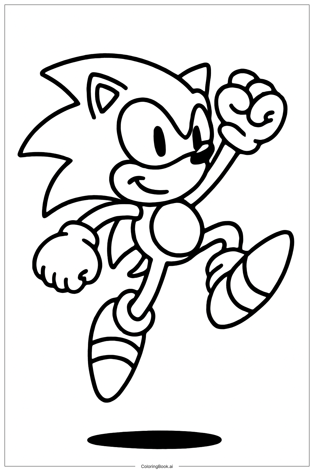 Página de Colorir Sonic 3 Pulando Alto (PDF & PNG Imprimíveis Grátis)