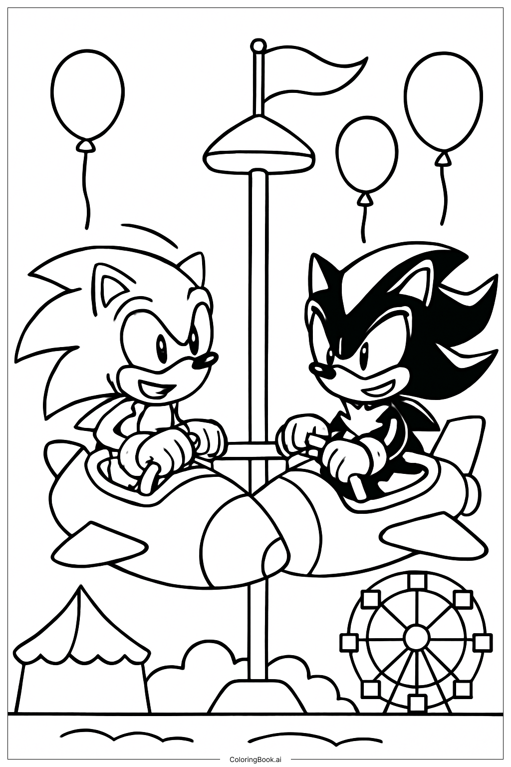 Sonic and Shadow In Garden Maze Coloring Page (Free PDF&PNG Printable)
