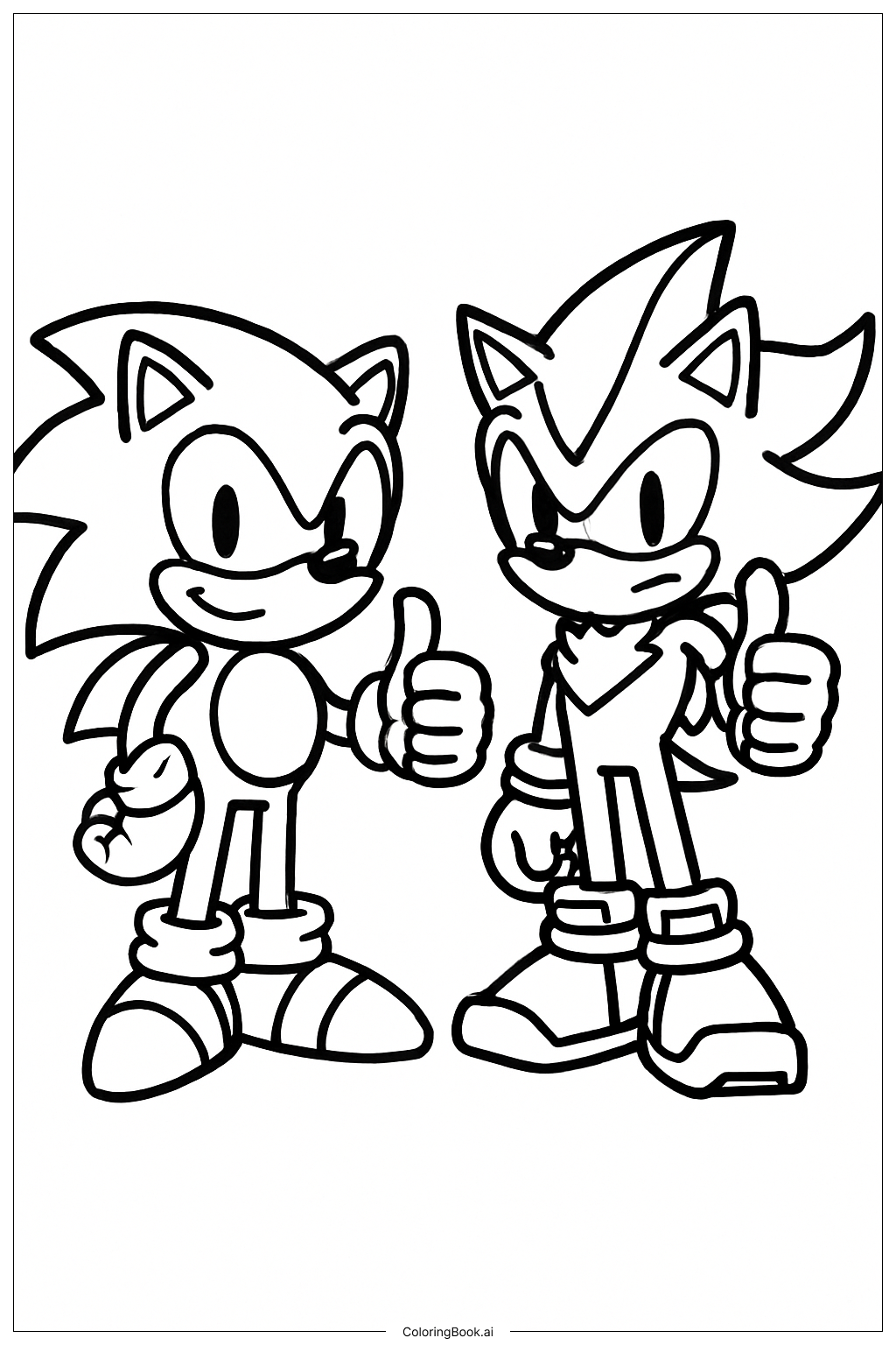 Sonic und Shadow zeigen Daumen hoch Ausmalbild (Kostenloses PDF & PNG ...