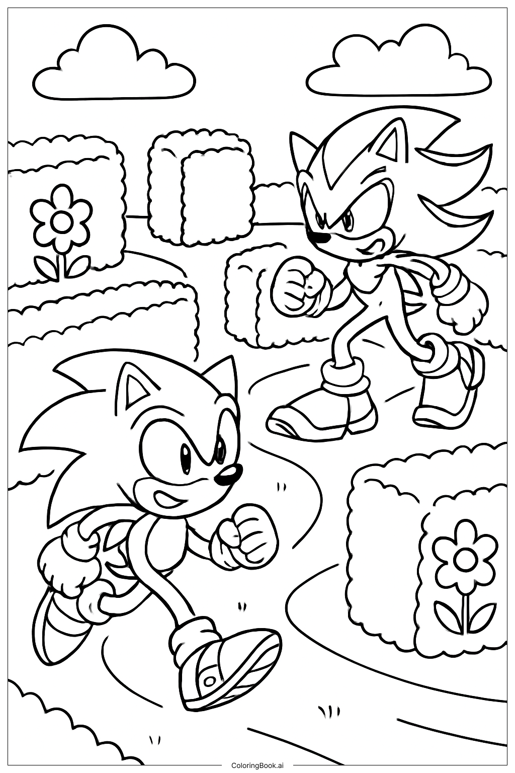 Trang Tô Màu Sonic và Shadow trong mê cung vườn (Có thể In Miễn Phí ...
