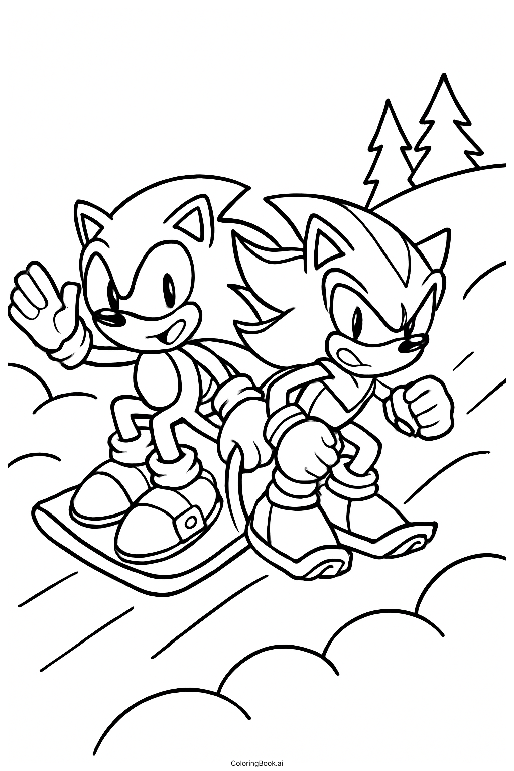 Sonic and Shadow In Garden Maze Coloring Page (Free PDF&PNG Printable)