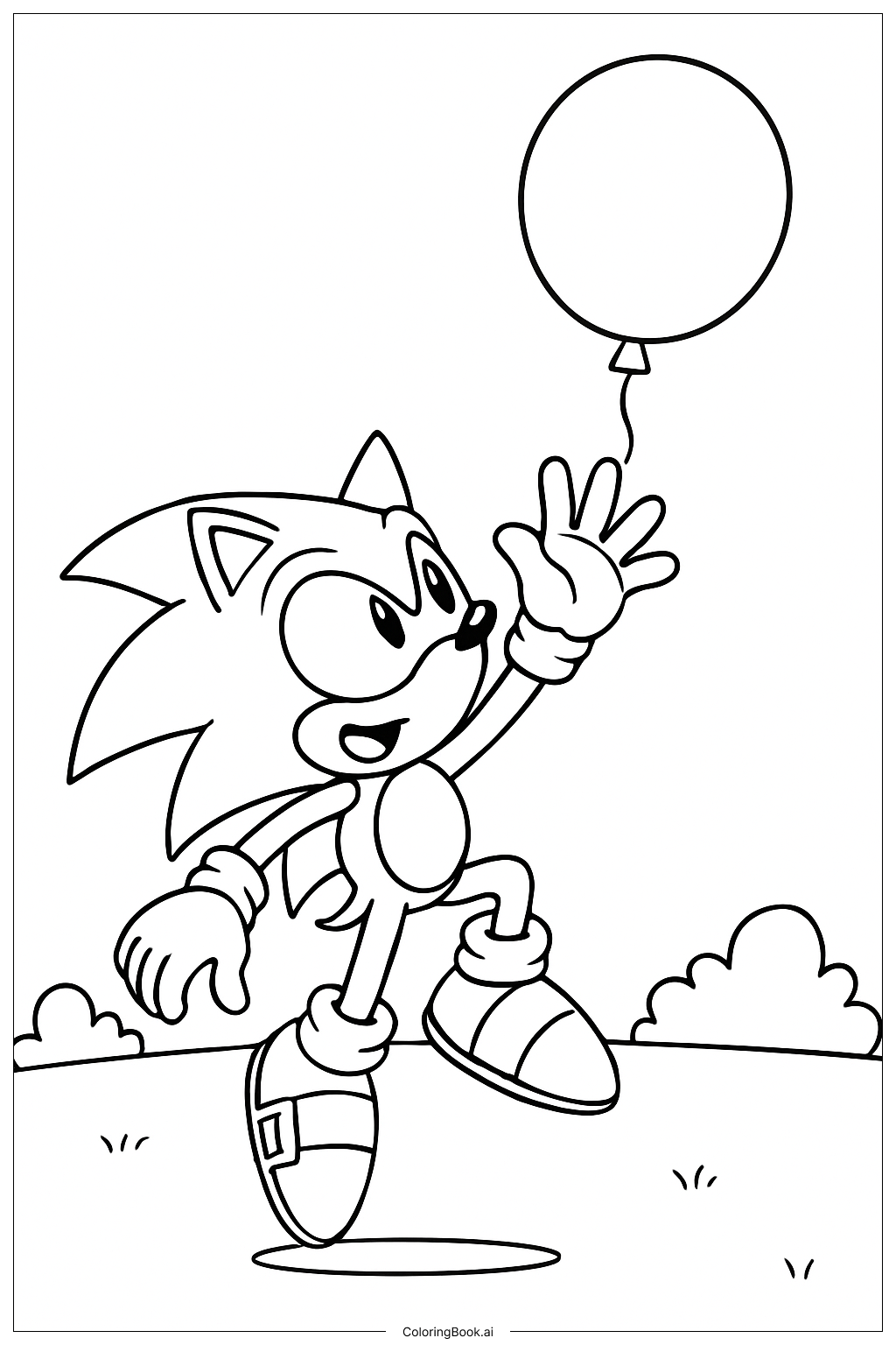 Sonic The Hedgehog Chasing Balloon Coloring Page (Free PDF&PNG Printable)