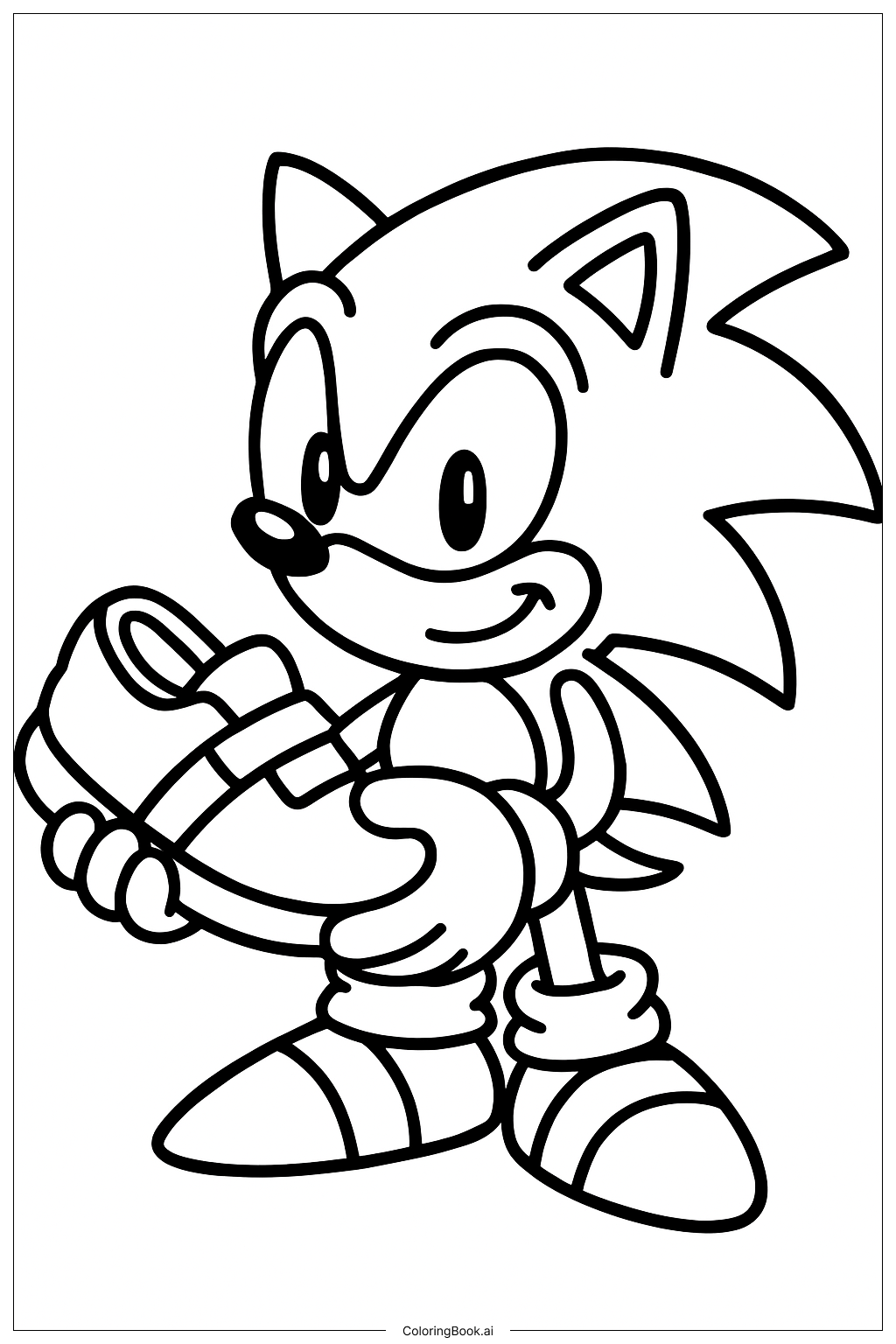 Sonic der Igel hält einen Schuh Ausmalbild (Kostenloses PDF & PNG zum ...