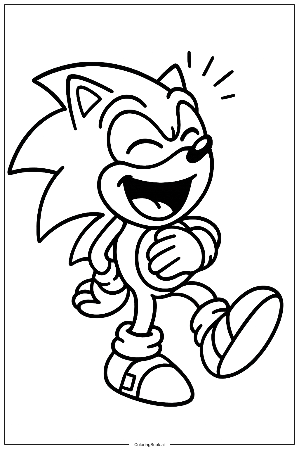 Sonic The Hedgehog lacht Ausmalbild (Kostenloses PDF & PNG zum Ausdrucken)