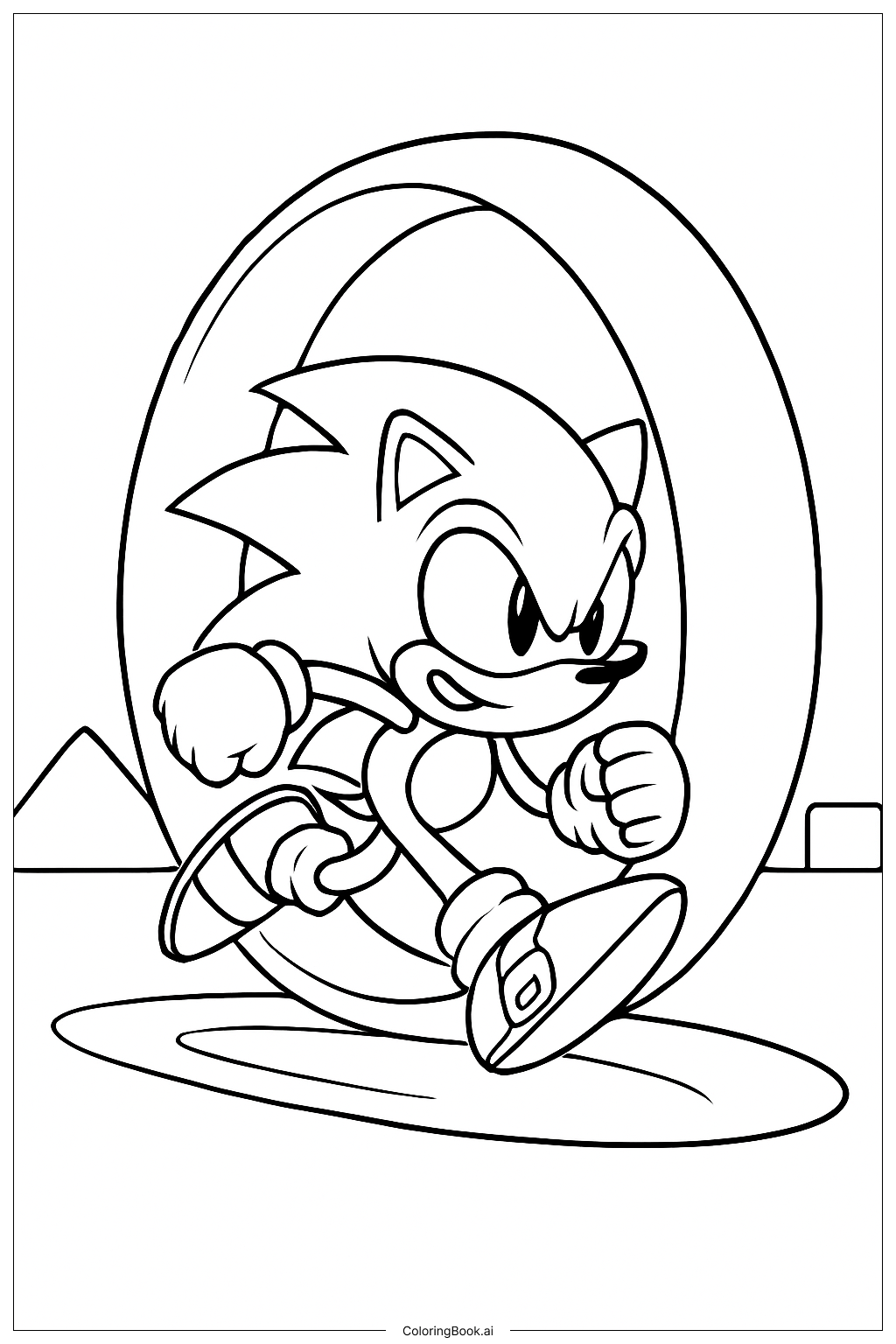 Sonic The Hedgehog On Loop Coloring Page (Free PDF&PNG Printable)