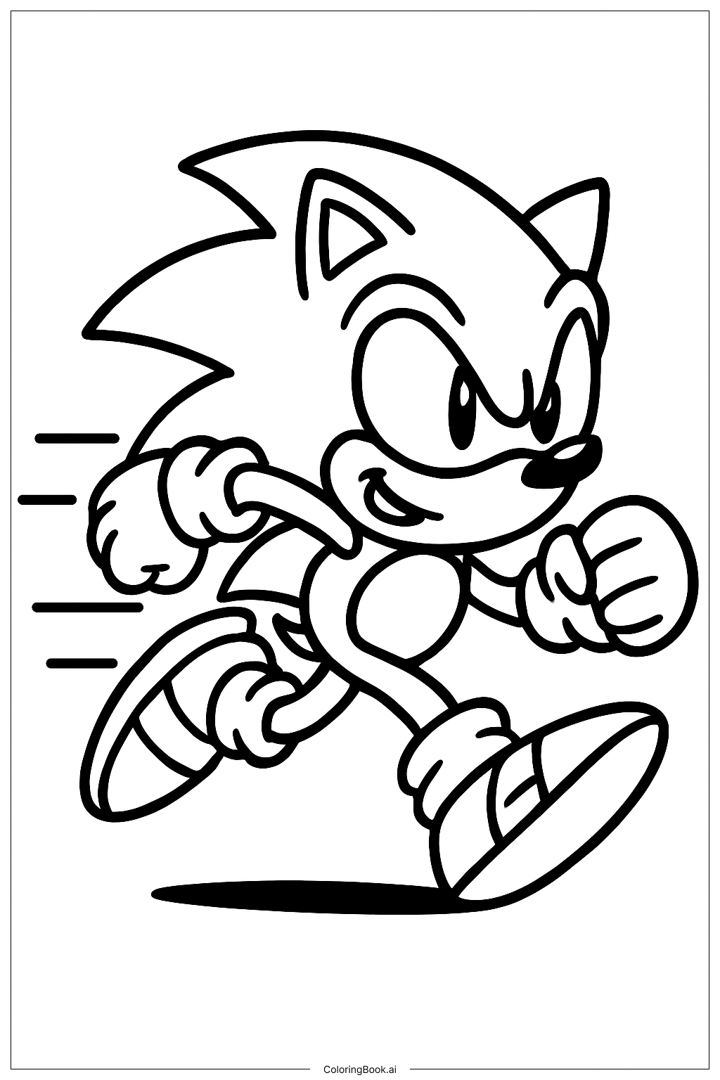 Sonic The Hedgehog Running Fast Coloring Page (Free PDF&PNG Printable)