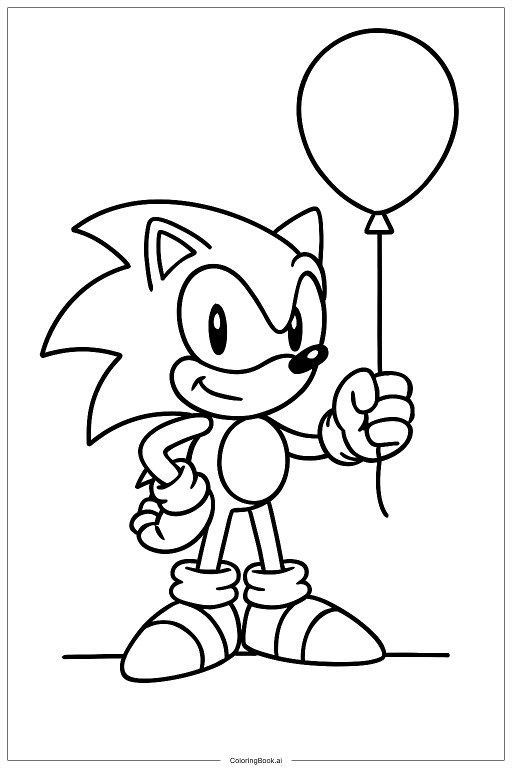 Sonic The Hedgehog Chasing Balloon Coloring Page (Free PDF&PNG Printable)