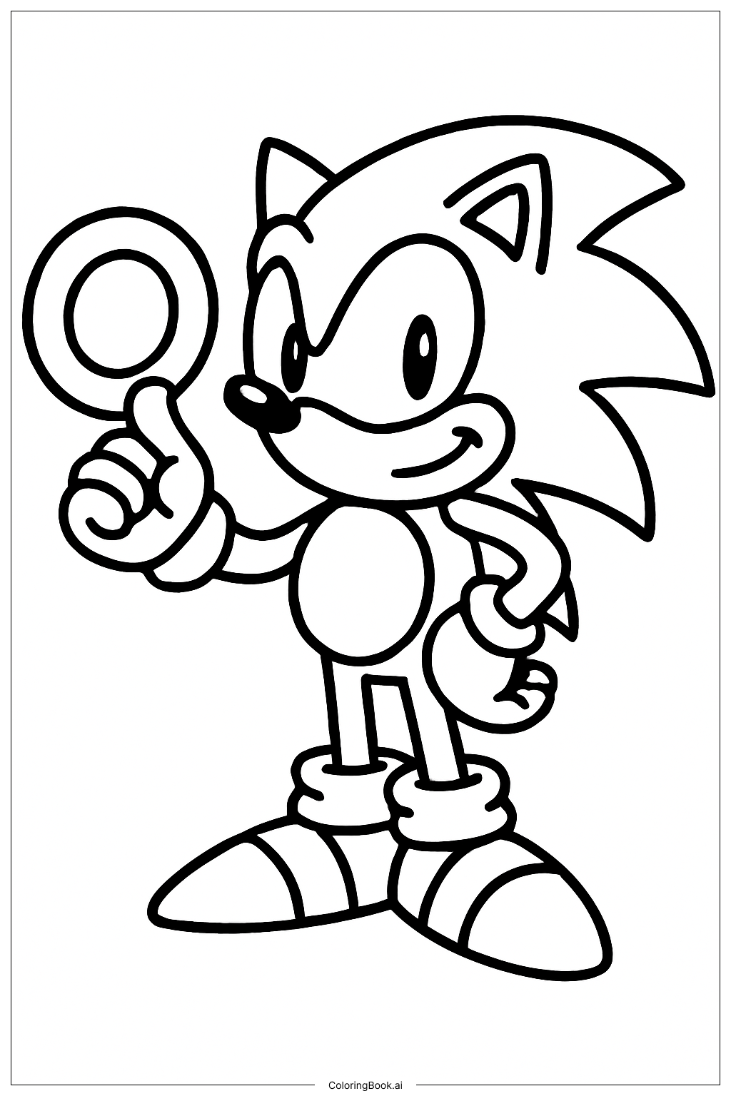 Sonic The Hedgehog mit Ring Ausmalbild (Kostenloses PDF & PNG zum ...