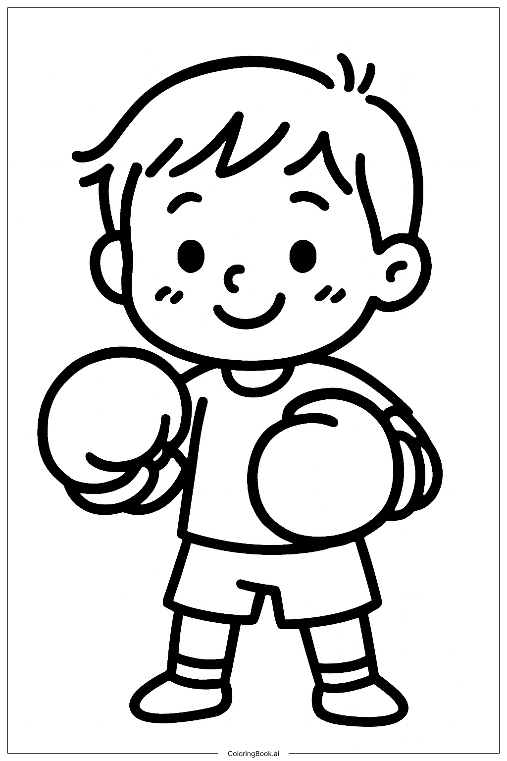 Sports Simple Boxing Coloring Page (Free PDF&PNG Printable)