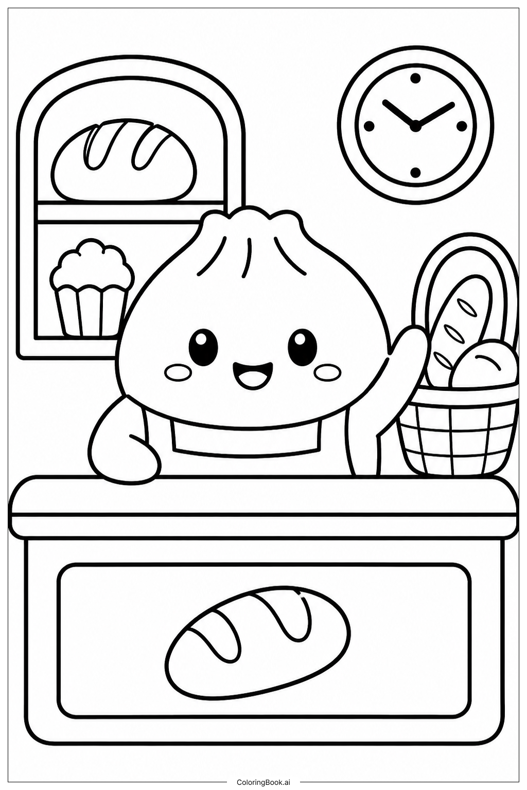 Page de coloriage Squishy Dumpling Bakery Counter (PDF & PNG ...