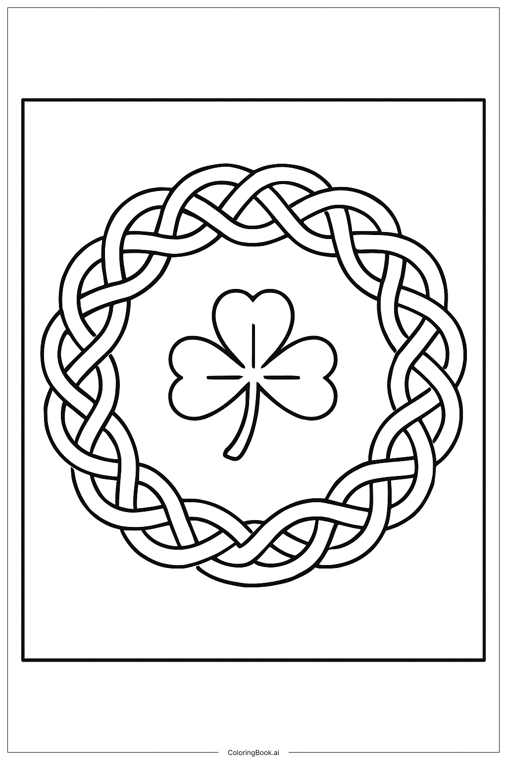 St Patrick's Day Celtic Knot Circle Coloring Page (Free PDF&PNG Printable)