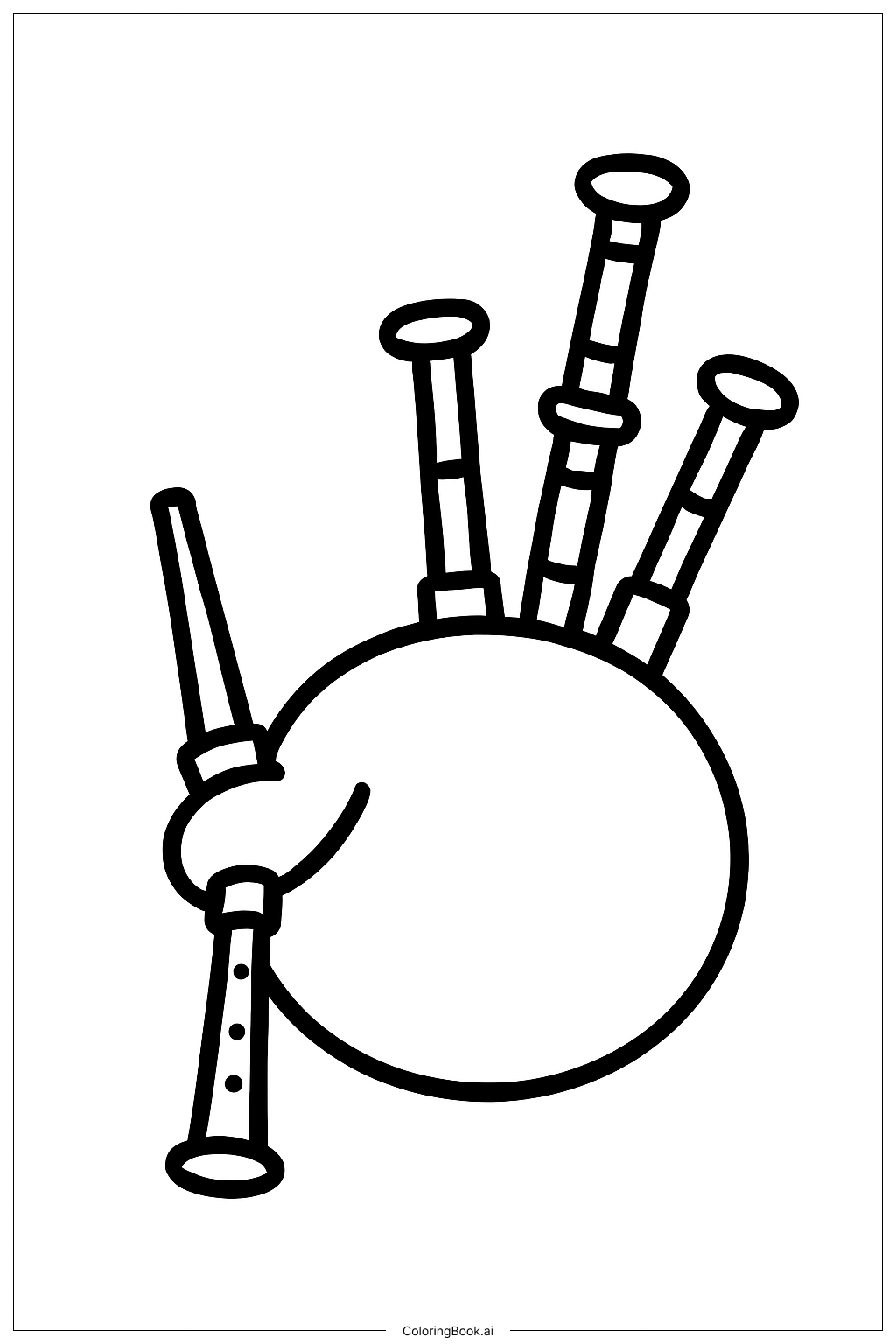 St Patrick's Day Cute Bagpipe Coloring Page (Free PDF&PNG Printable)