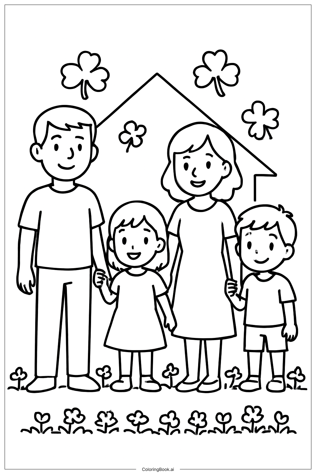 Page de coloriage Fête heureuse en famille pour la Saint-Patrick (PDF ...