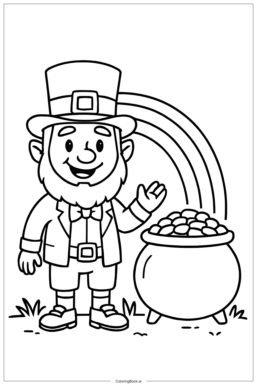 St. Patrick's Day Kobold mit Topf Ausmalbild (Kostenloses PDF & PNG zum ...