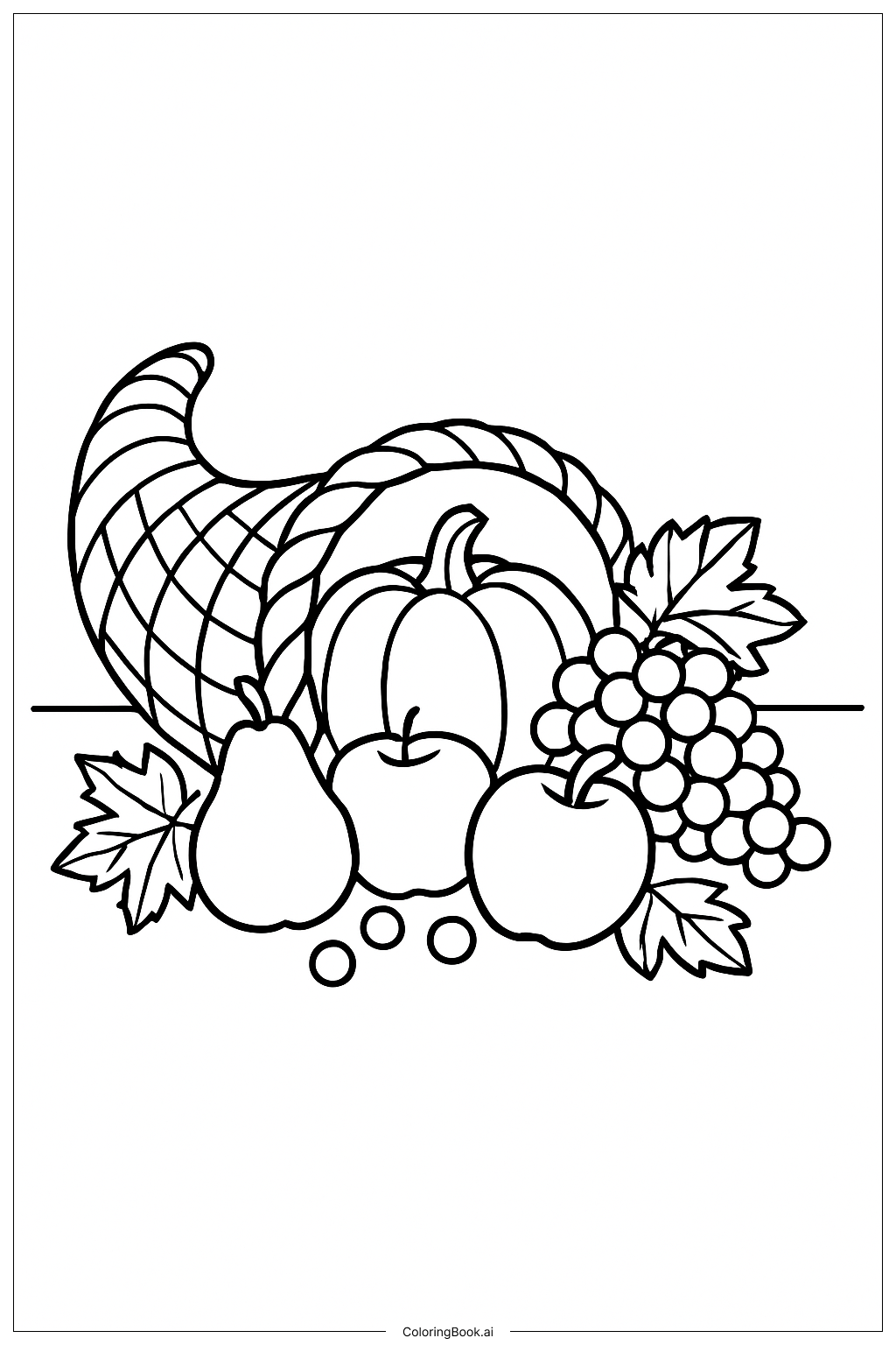Tisch-Cornucopia Herbst Ausmalbild (Kostenloses PDF & PNG zum Ausdrucken)