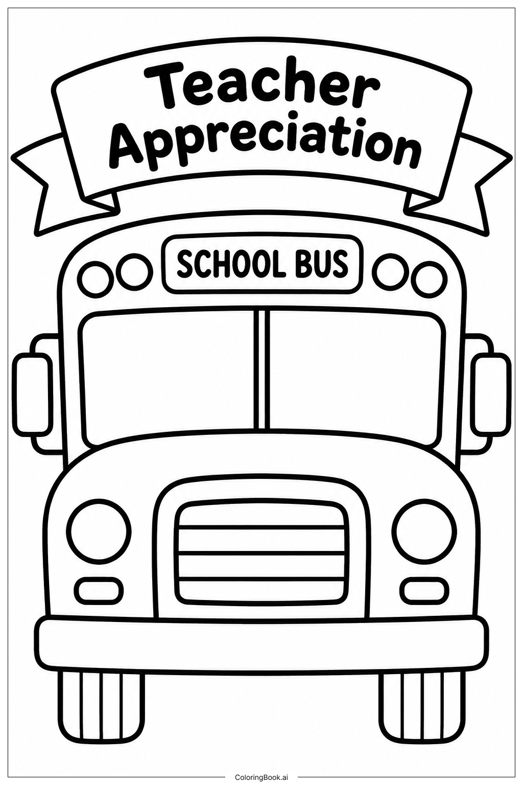 Página para colorear Banner del autobús escolar para agradecer a los ...