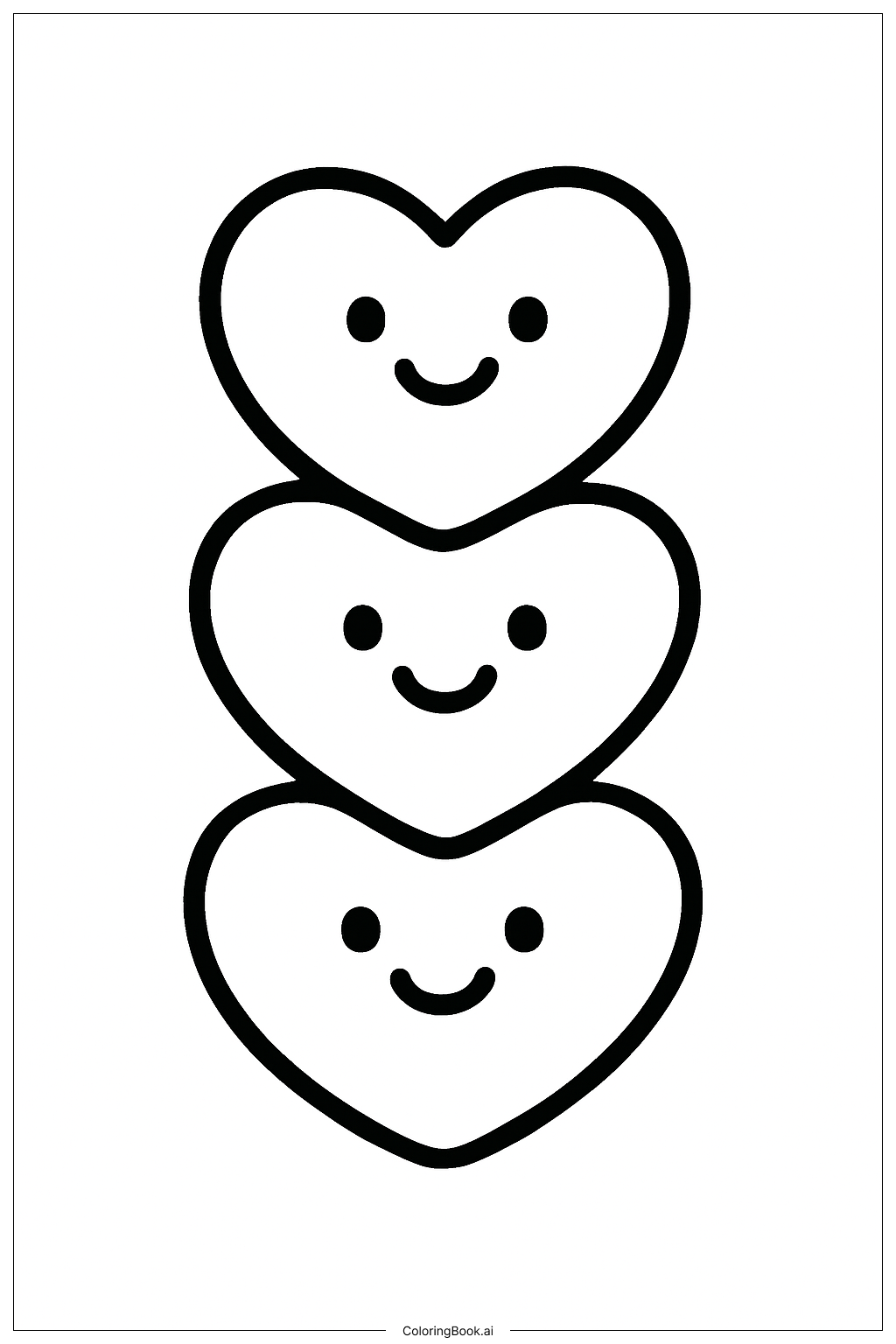 Valentines Candy Heart Stack Coloring Page (Free PDF&PNG Printable)