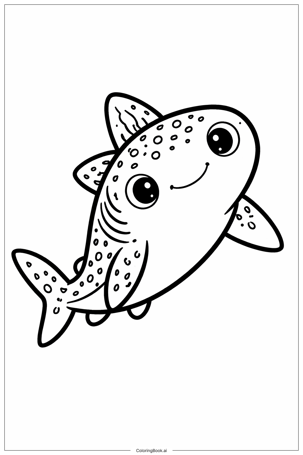 Whale Shark Looking Curious Coloring Page (Free PDF&PNG Printable)
