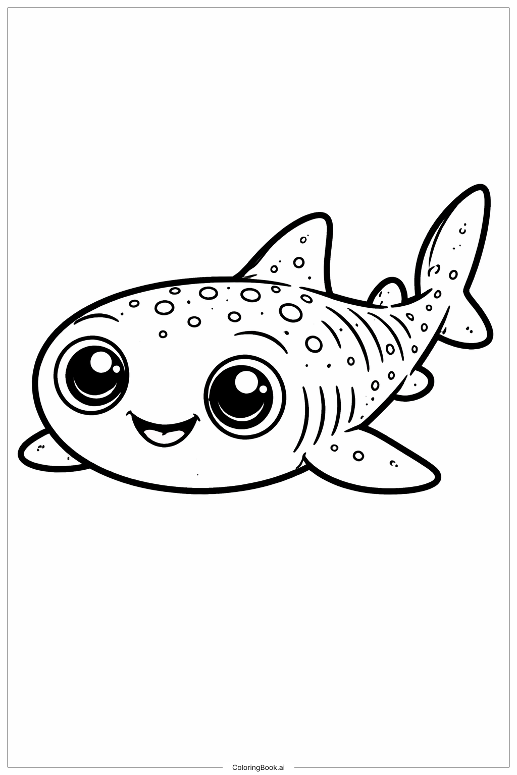 Whale Shark With Big Friendly Eyes Coloring Page (Free PDF&PNG Printable)